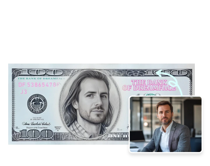 USD Face Generator Online - Bringen Sie Ihr Gesicht auf den US-Dollar