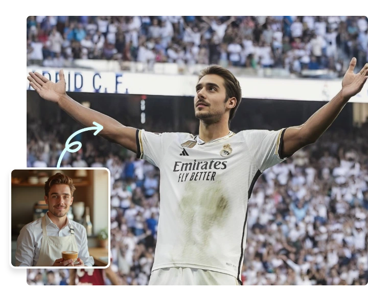 Footballeur cosplay: utilisez l'IA pour devenir une star du football